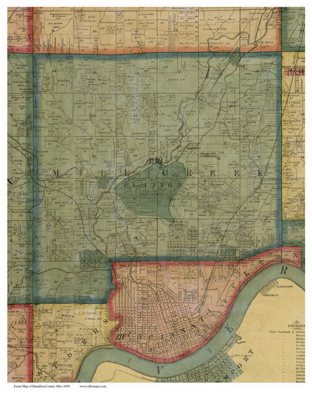 Mill Creek, Ohio 1856 Old Town Map Custom Print - Hamilton Co. - OLD MAPS