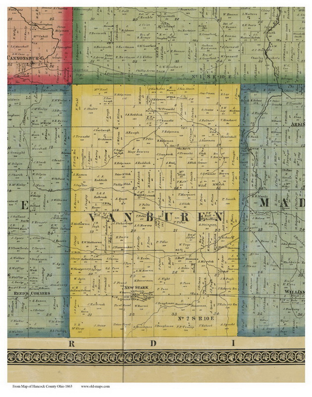 Van Buren, Ohio 1863 Old Town Map Custom Print - Hancock Co. - OLD MAPS Van Buren, Ohio 1863 Old Town Map Custom Print - Hancock Co. - OLD MAPS