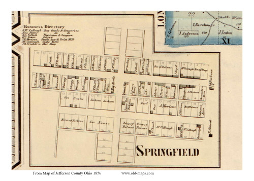 Springfield Village - Springfield, Ohio 1856 Old Town Map Custom Print ...