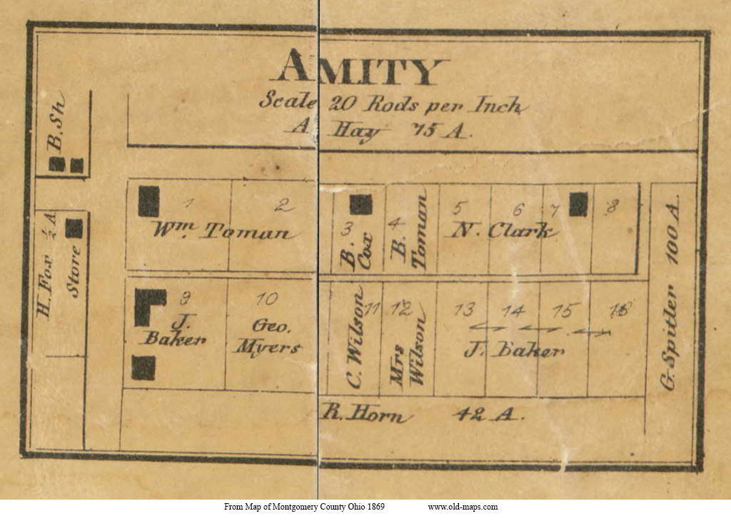 Amity - Madison, Ohio 1869 Old Town Map Custom Print - Montgomery Co ...