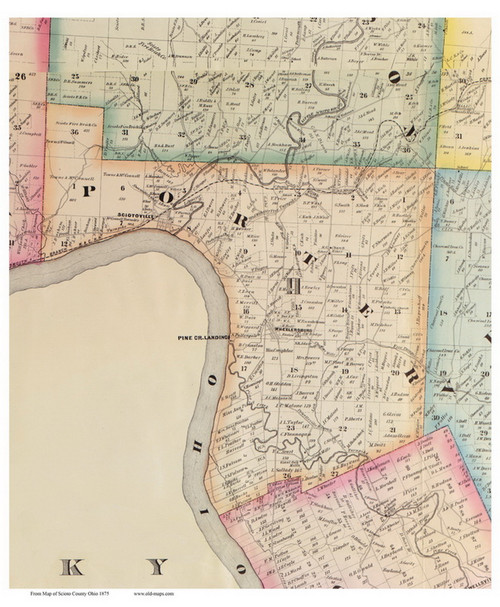 Porter, Ohio 1875 Old Town Map Custom Print - Scioto Co. - OLD MAPS