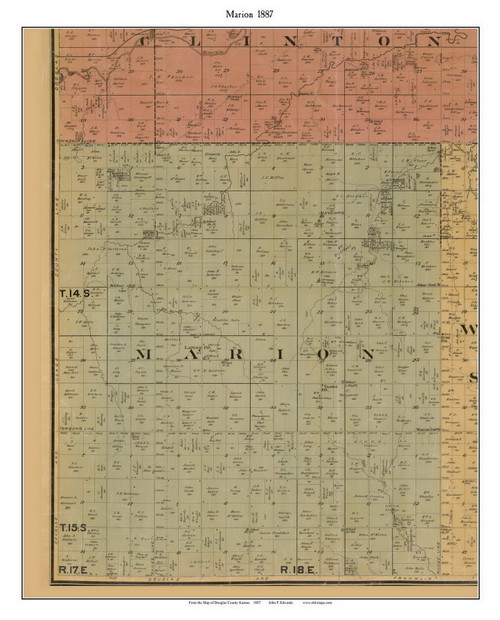 Marion, Kansas 1887 Old Town Map Custom Print - Douglas Co. - OLD MAPS