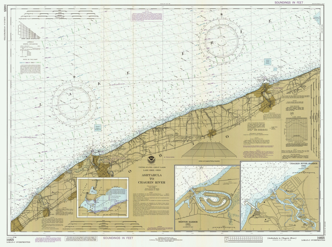 Lake Erie - Ashtabula to Chagrin River 1985 Lake Erie Harbor Chart ...