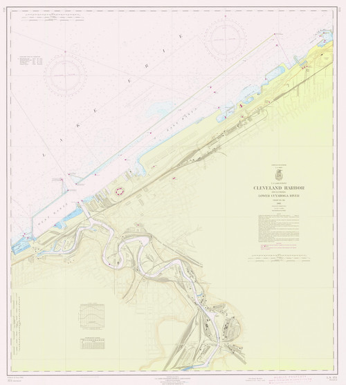 Cleveland Harbor 1965 Lake Erie Harbor Chart Reprint Great Lakes 3 ...