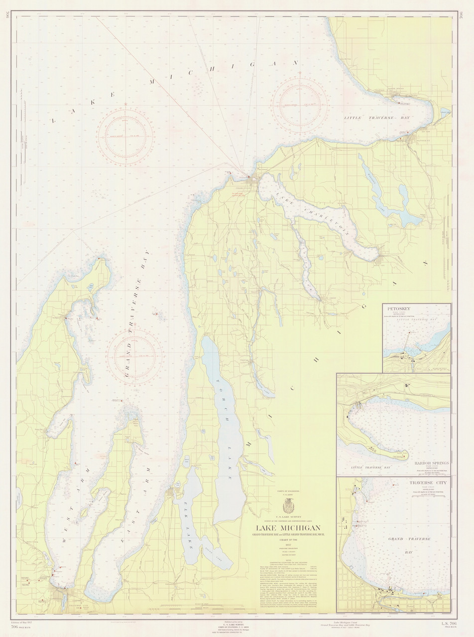 Grand Traverse Bay to Little Traverse Bay 1957 Lake Michigan Harbor ...