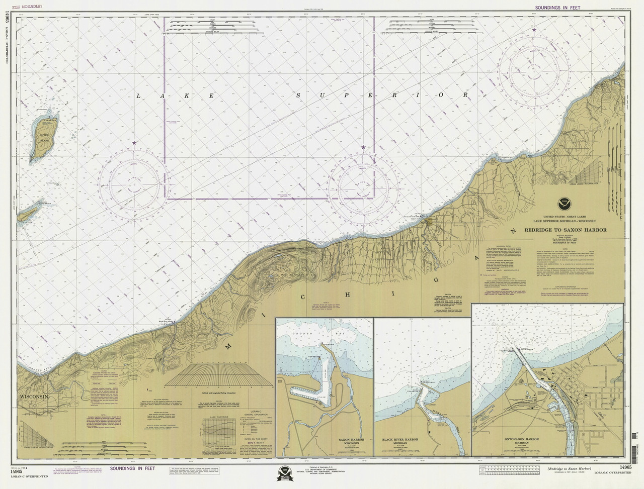 Redridge to Saxon Harbor 1995 Lake Superior Harbor Chart Reprint Great ...