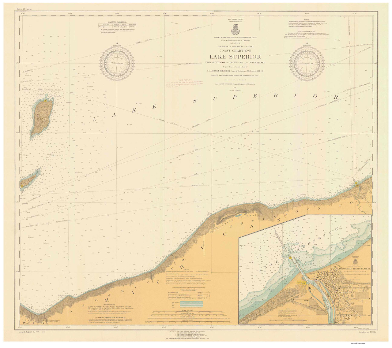 Ontonagon to Oronto Bay and Outer Island 1916 Lake Superior Harbor ...