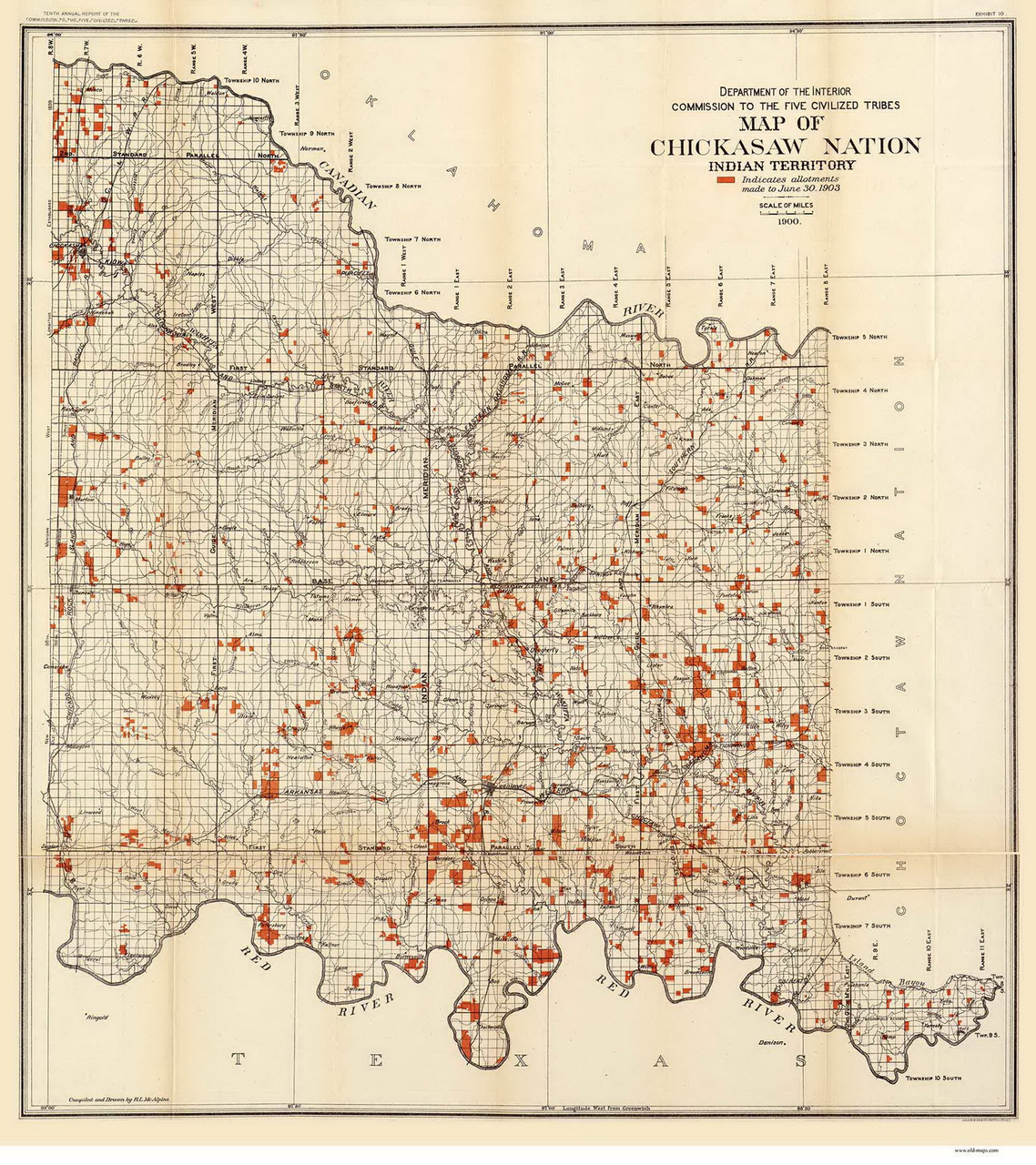 Tribal Territory - Chickasaw Nation 1900 Oklahoma Regional - OLD MAPS