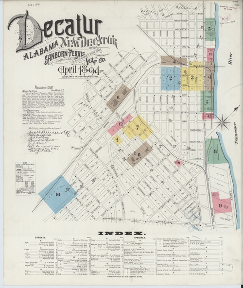 Decatur, Alabama 1894 - Old Map Alabama Fire Insurance Index - OLD MAPS