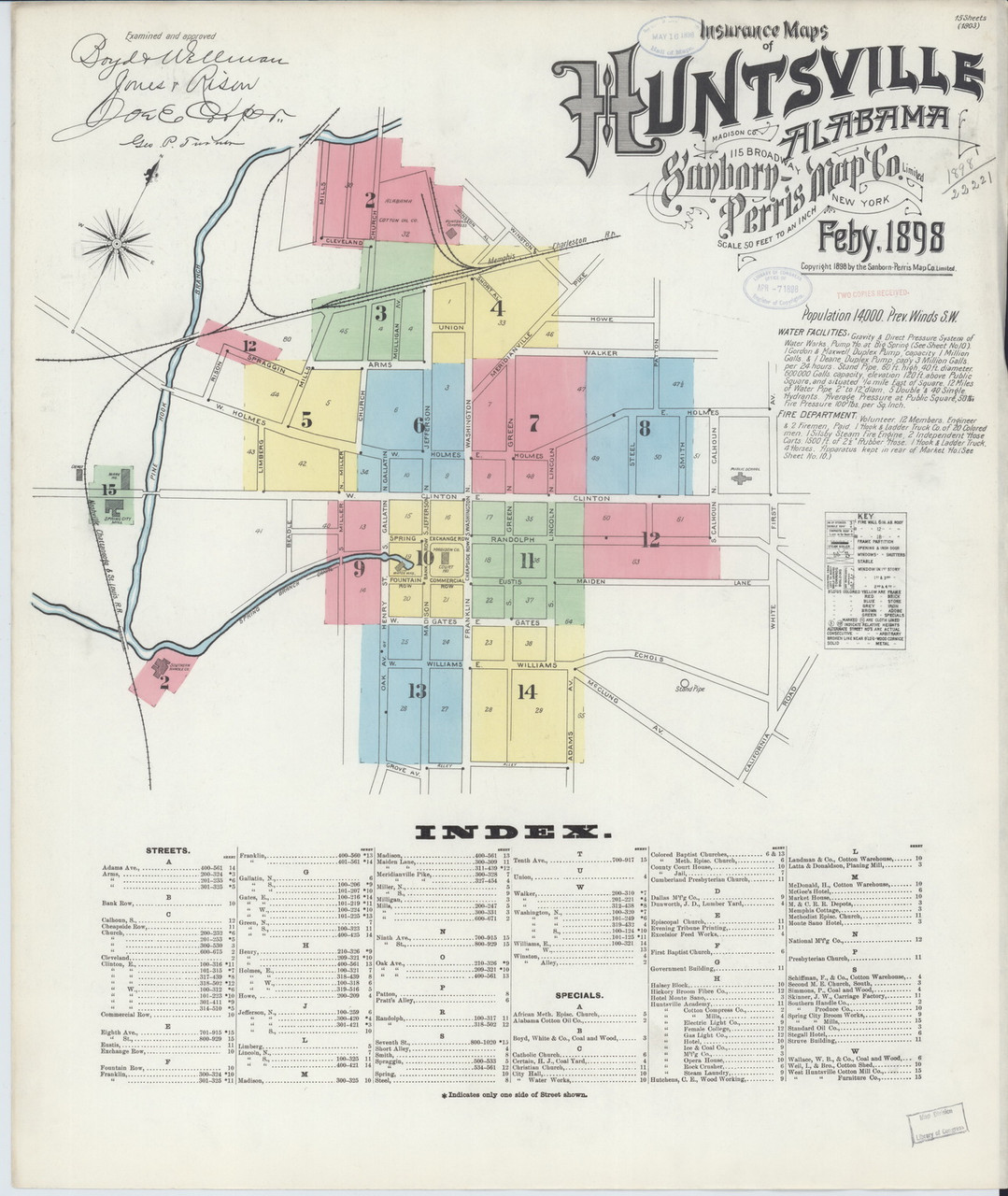 Huntsville, Alabama 1898 - Old Map Alabama Fire Insurance Index - OLD MAPS