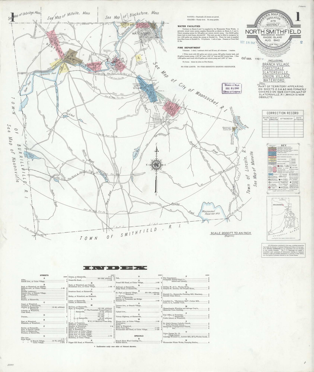 North Smithfield, Rhode Island 1940 - Old Map Rhode Island Fire ...