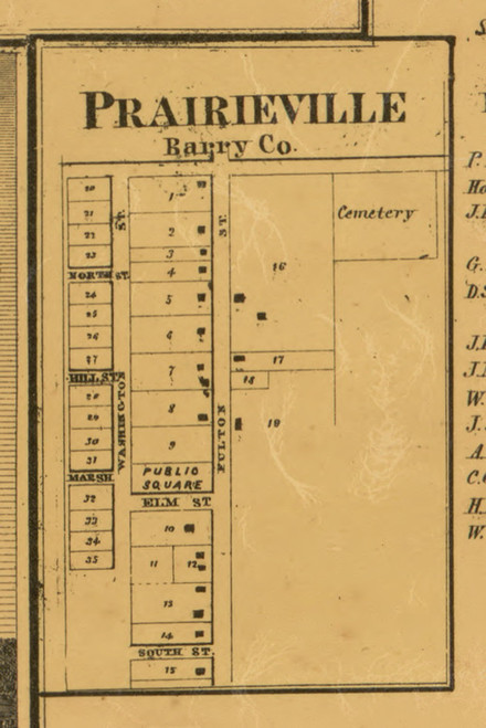 Prairieville Village, Michigan 1860 Old Town Map Custom Print - Eaton ...