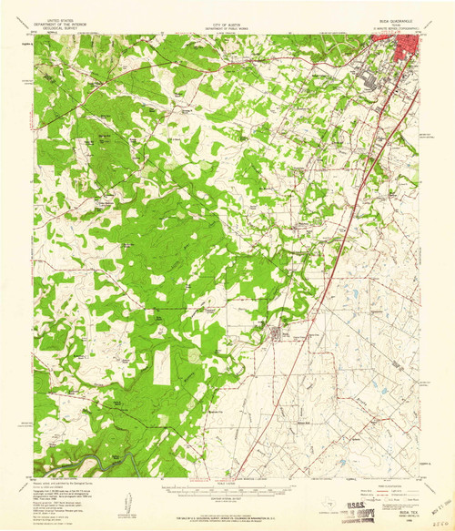 Buda, Texas 1958 (1960) USGS Old Topo Map Reprint 15x15 TX Quad 106043 ...