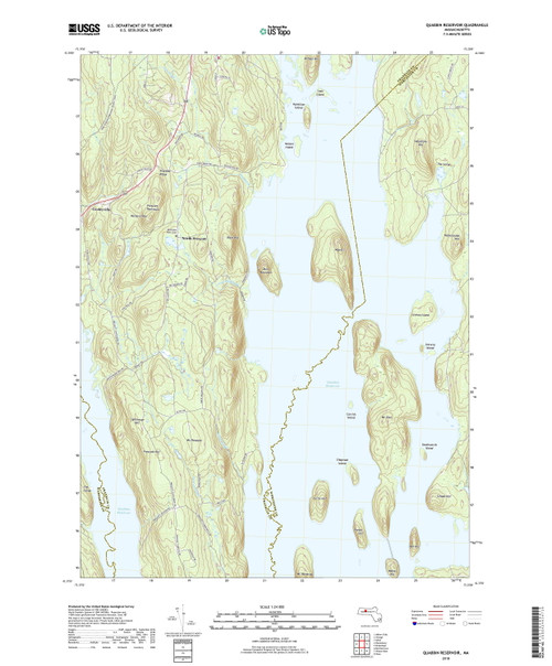Quabbin Reservoir, Massachusetts 2018 () USGS Old Topo Map Reprint 7x7 ...