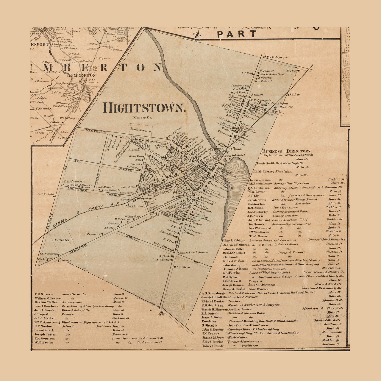 Hightstown - East Windsor, New Jersey 1860 Old Town Map Custom Print ...