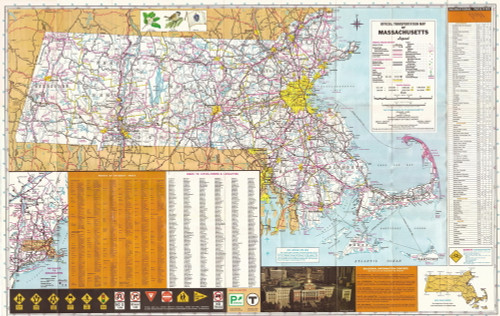 Massachusetts 1981 State Highway Map Reprint - OLD MAPS