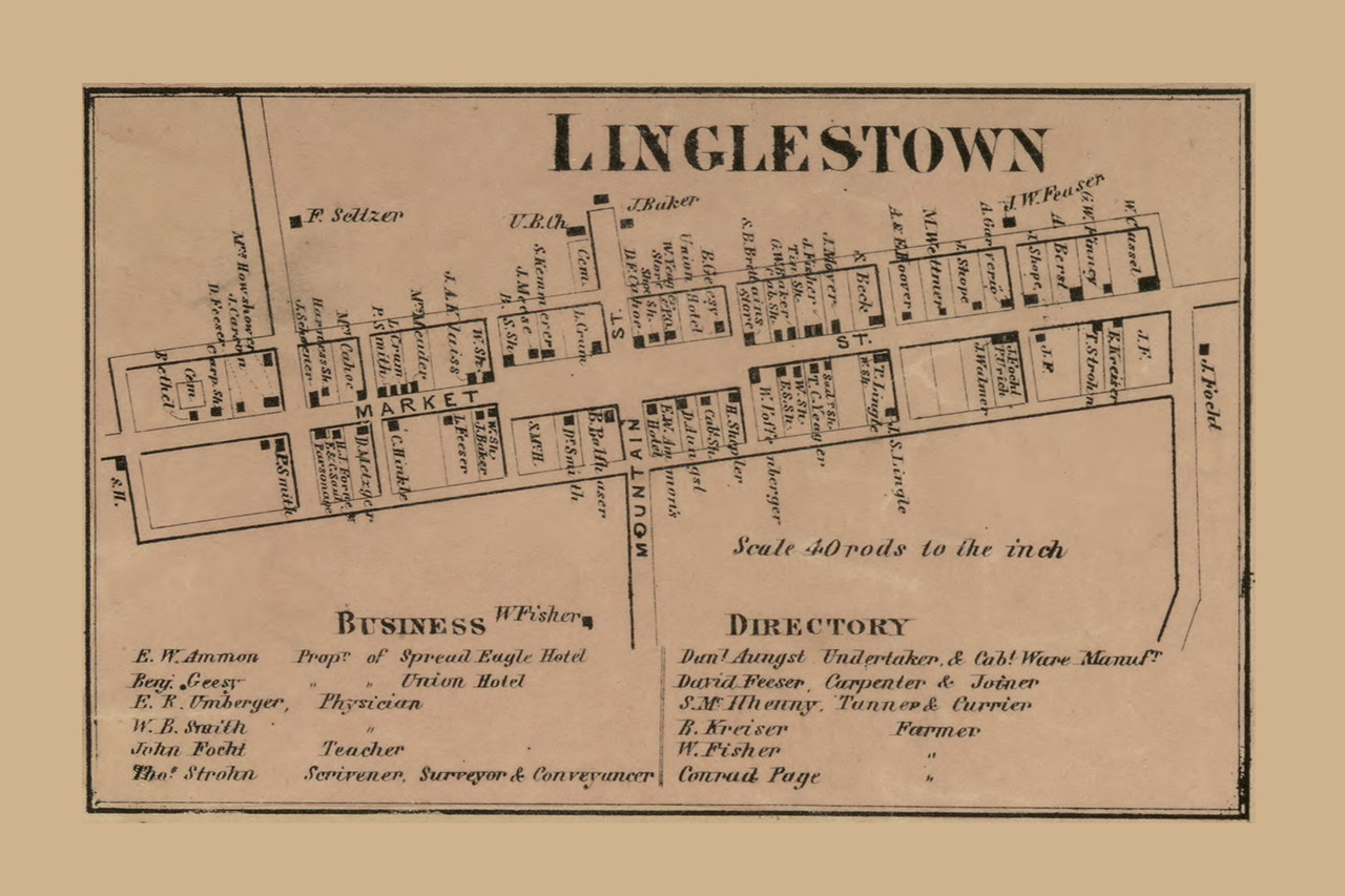 Linglestown, Pennsylvania 1862 Old Town Map Custom Print - Dauphin Co ...