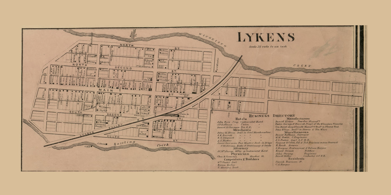 Lykens, Pennsylvania 1862 Old Town Map Custom Print - Dauphin Co. - OLD ...
