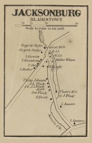 Jacksonburg Blairstown, New Jersey 1860 Old Town Map Custom Print ...