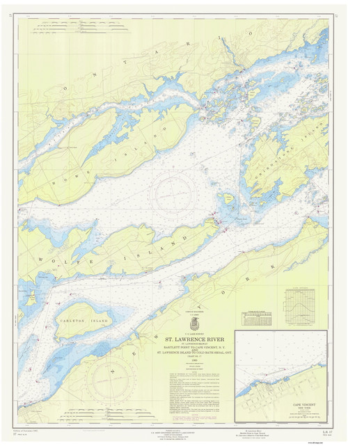 Bartlett Point to Cape Vincent 1965 St Lawrence River Nautical Chart ...