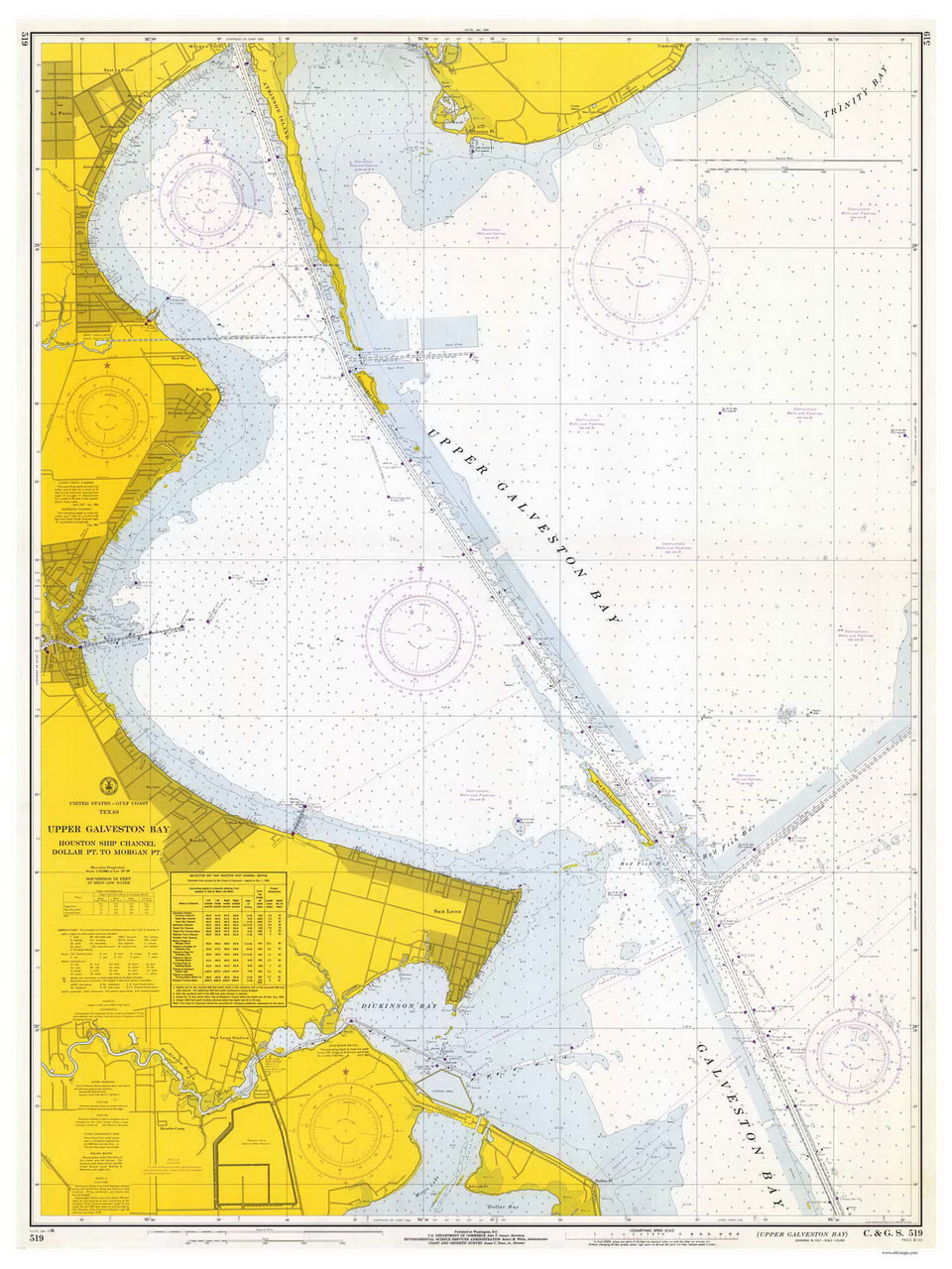 Upper Galveston Bay: Dollar Pt to Atkinson Island 1966 - Old Map ...