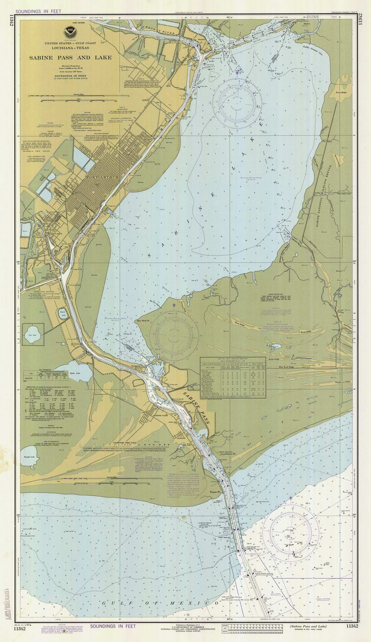 Sabine Pass and Lake 1980 - Old Map Nautical Chart AC Harbors 11342 ...