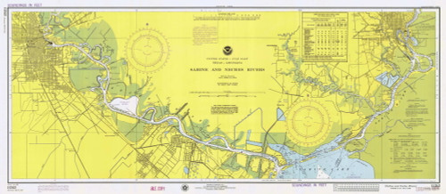 Sabine and Neches Rivers 1974 - Old Map Nautical Chart AC Harbors 11343 ...