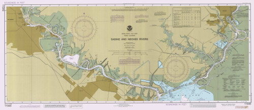 Sabine and Neches Rivers 1985 - Old Map Nautical Chart AC Harbors 11343 ...