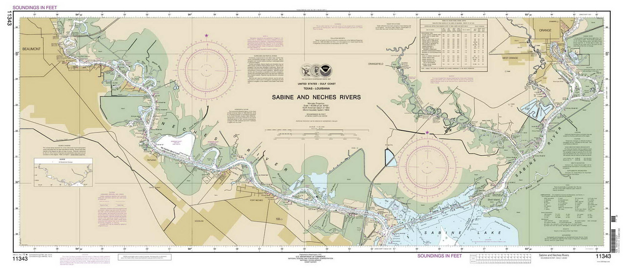 Sabine and Neches Rivers 2013 - Old Map Nautical Chart AC Harbors 11343 ...