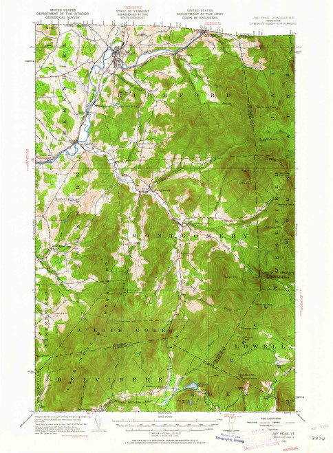 Jay Peak, Vermont 1953 (1962) USGS Old Topo Map Reprint 15x15 VT Quad ...
