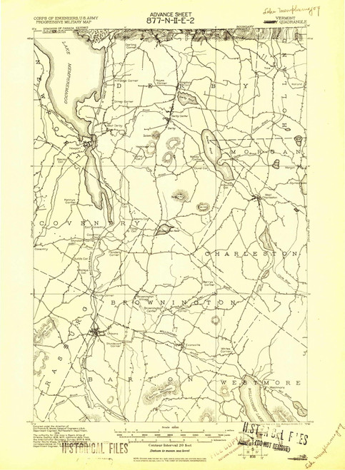 Lake Memphremagog, Vermont 1919 (1920) USGS Old Topo Map Reprint 15x15 ...