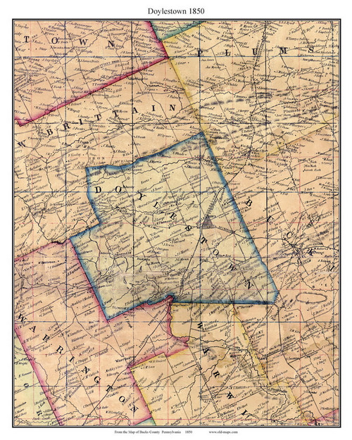 Doylestown Township, Pennsylvania 1850 Old Town Map Custom Print ...