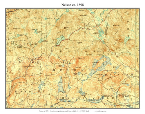 Nelson 1898 - Custom USGS Old Topo Map - New Hampshire Cheshire Co ...