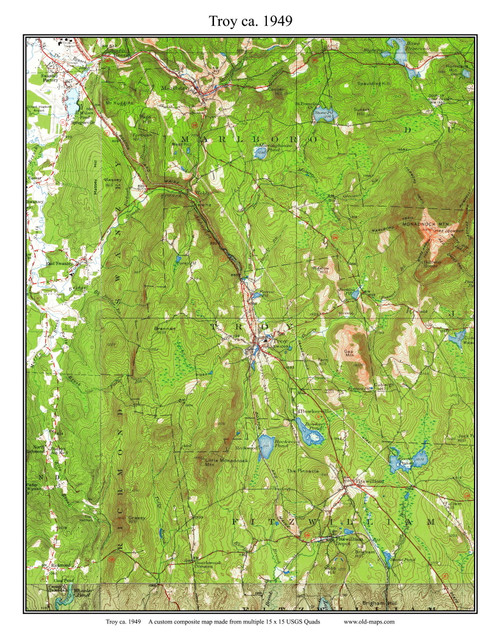 Troy 1949 Custom Usgs Old Topo Map New Hampshire Cheshire Co Towns Old Maps