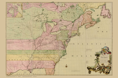 British and French Dominion in North America 1755 Map - Colonial USA ...