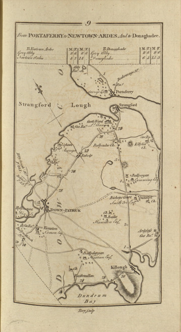 009 Portaferry Newtown Ardes - Ireland 1777 Road Atlas - OLD MAPS