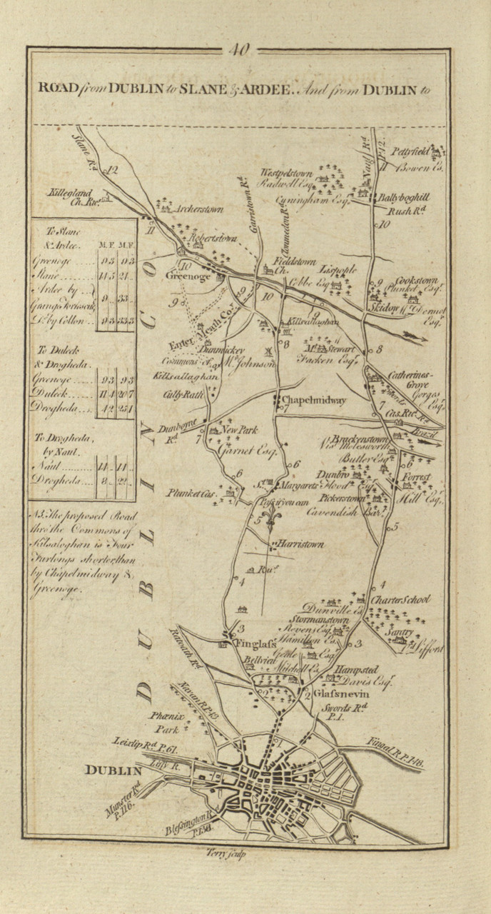 040 Dublin Slane Ardee - Ireland 1777 Road Atlas - OLD MAPS