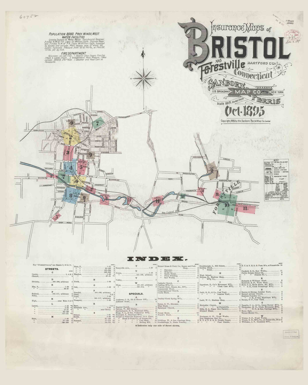 Bristol, Connecticut 1895 - Old Map Connecticut Fire Insurance Index ...