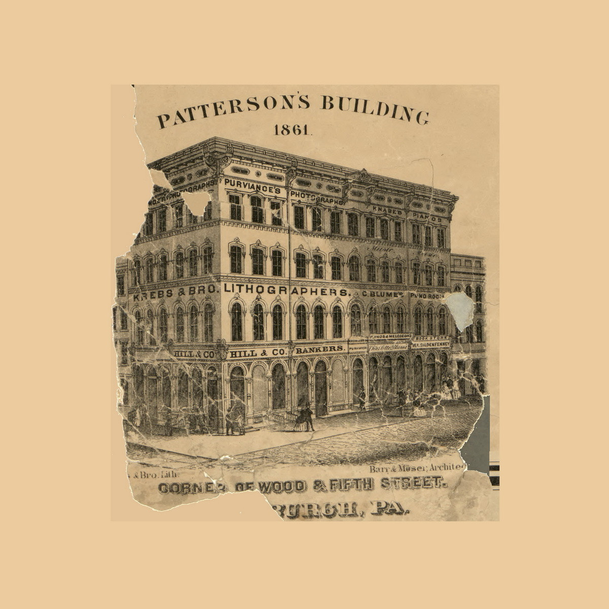 Patterson's Building, Pennsylvania 1862 Old Town Map Custom Print ...