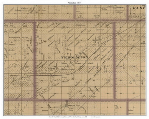 Vermilion, Dakota Co. Minnesota 1874 Old Town Map Custom Print - Dakota ...