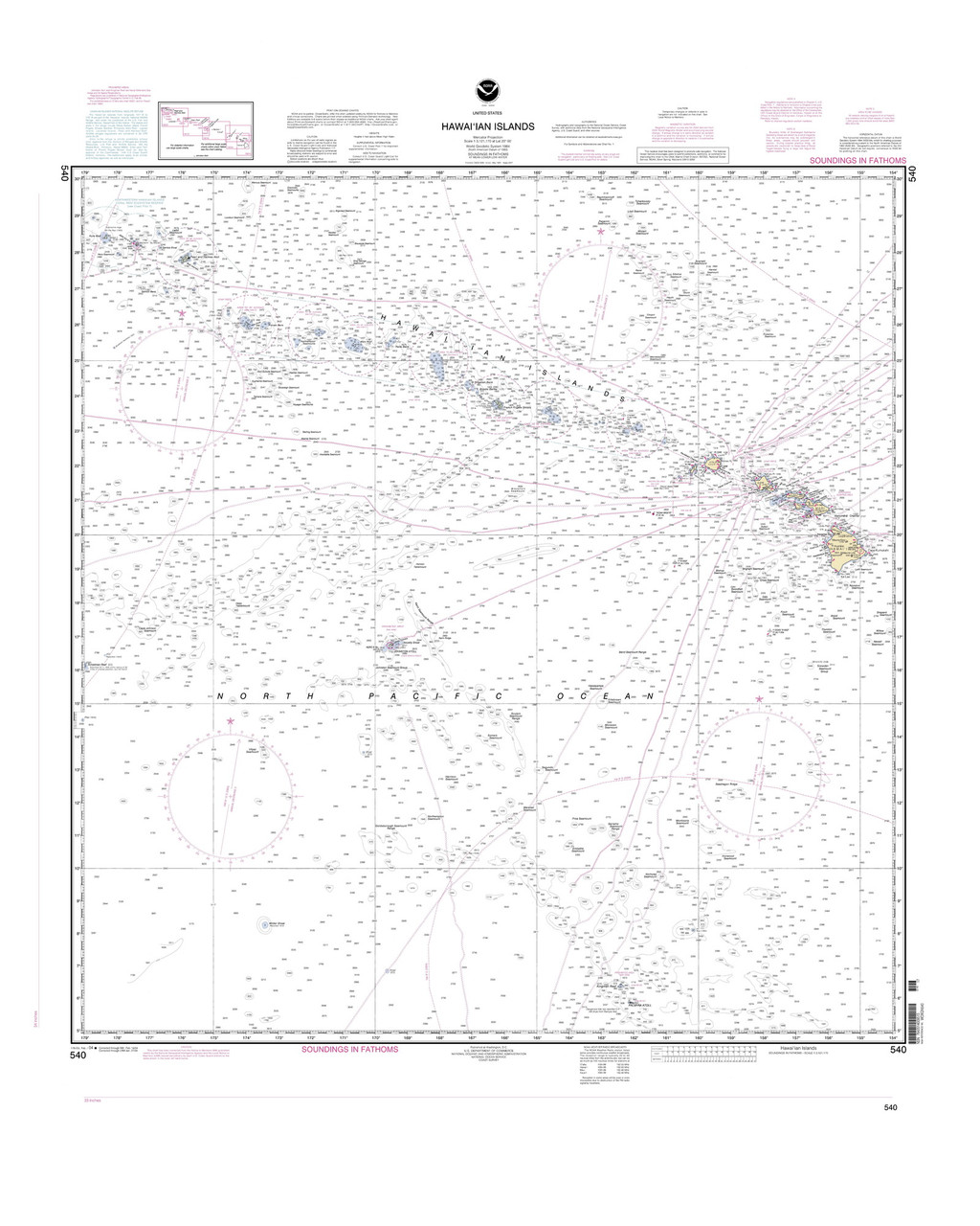 Hawaiian Islands 2004 Nautical Chart - Hawaiian Islands 4000 - 540 ...
