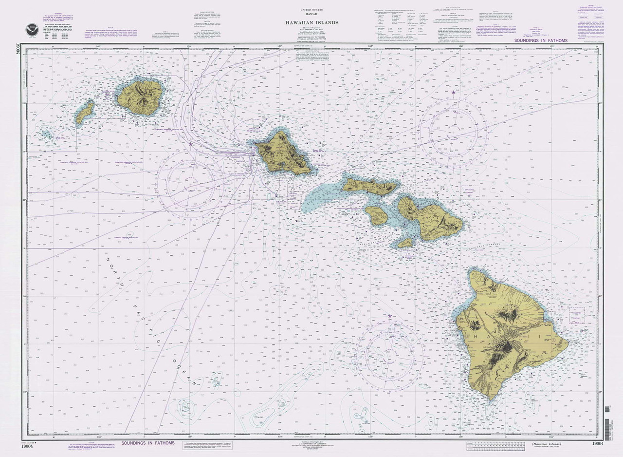 Hawaiian Islands 1996 Nautical Chart - Hawaiian Islands 4102 - 19004 ...