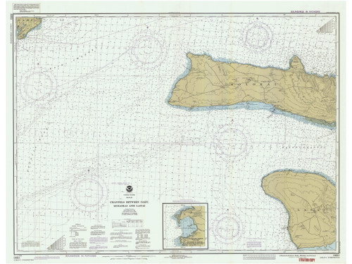 Channels Between Oahu, Molokai and Lanai 1989 Nautical Chart - Hawaiian ...