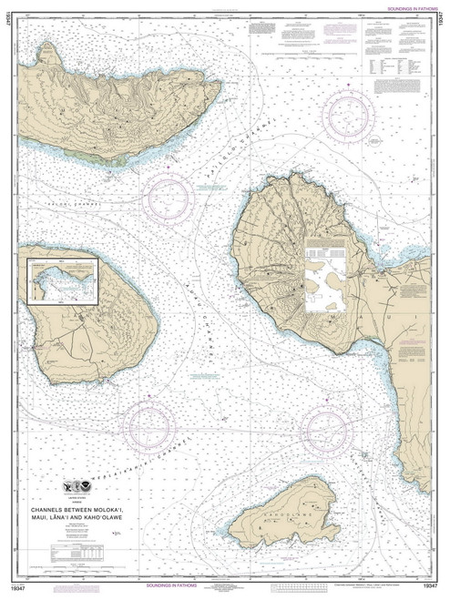 Channels Between Molokai, Maui, Lanai and Kahoolawe 2014 Nautical Chart ...