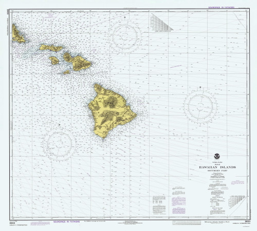 Hawaiian Islands Southern Part 1980 Nautical Chart - Hawaiian Islands ...