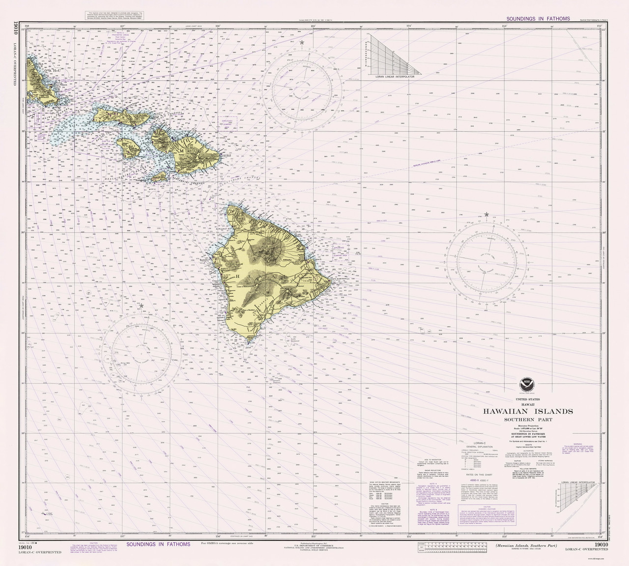 Hawaiian Islands Southern Part 1986 Nautical Chart - Hawaiian Islands ...
