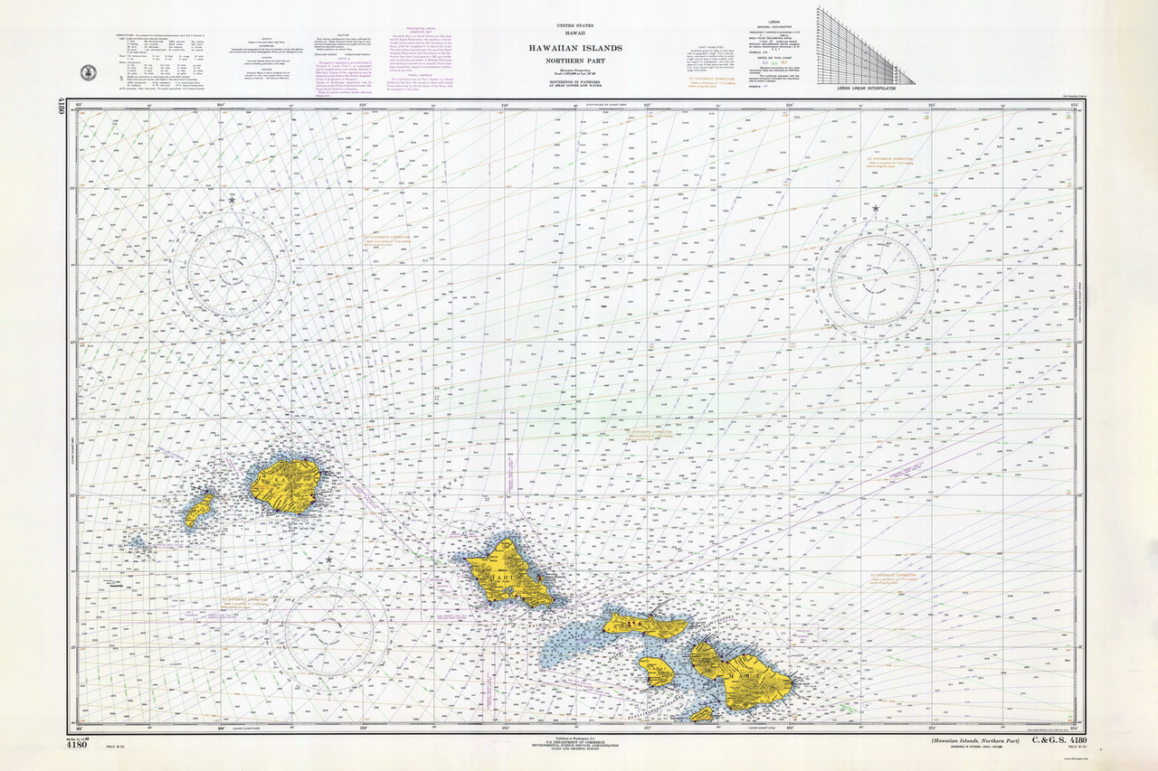 Hawaiian Islands Northern Part 1968 Nautical Chart - Hawaiian Islands ...