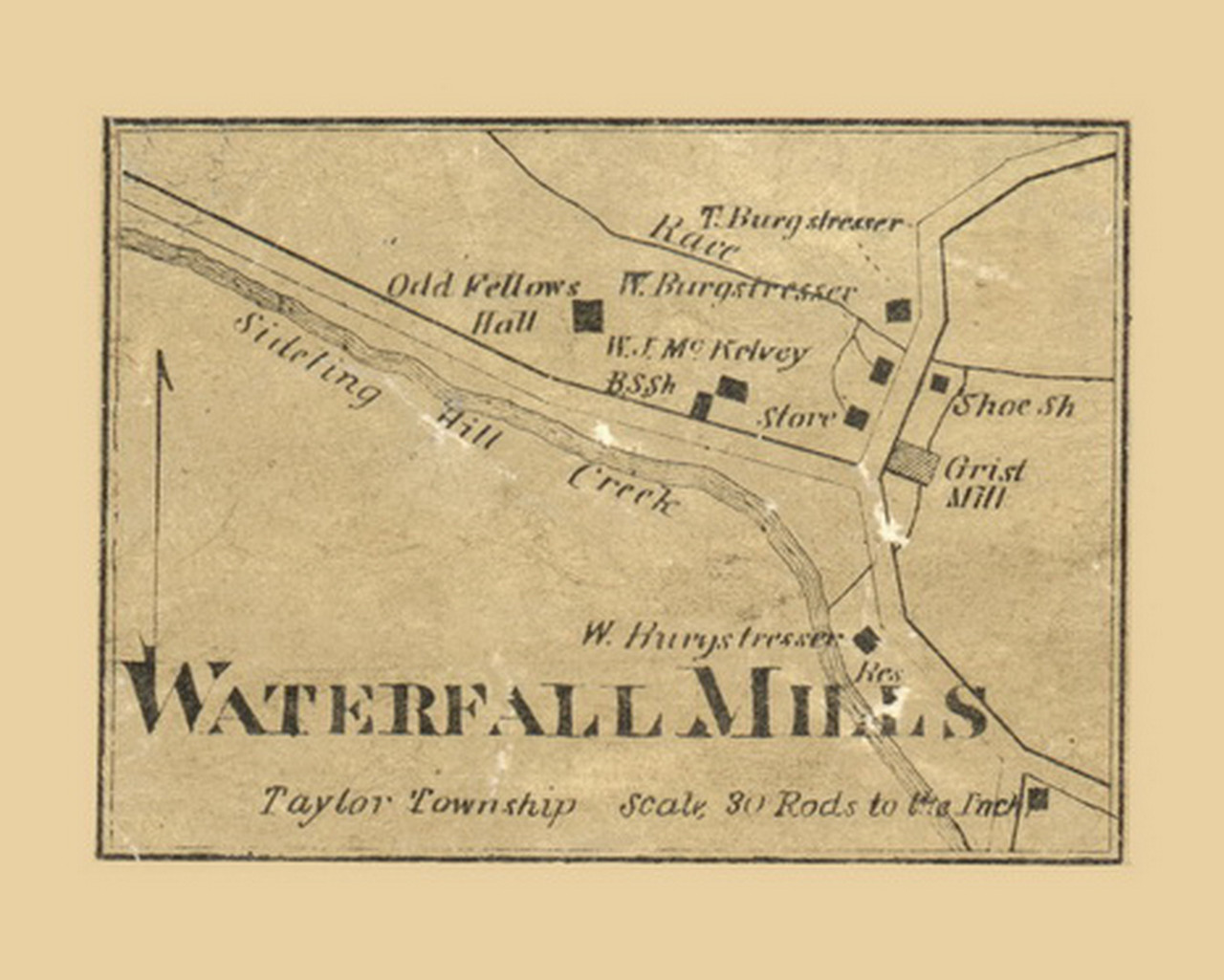 Waterfall Mills Village, Taylor Township, Pennsylvania 1873 Old Town ...