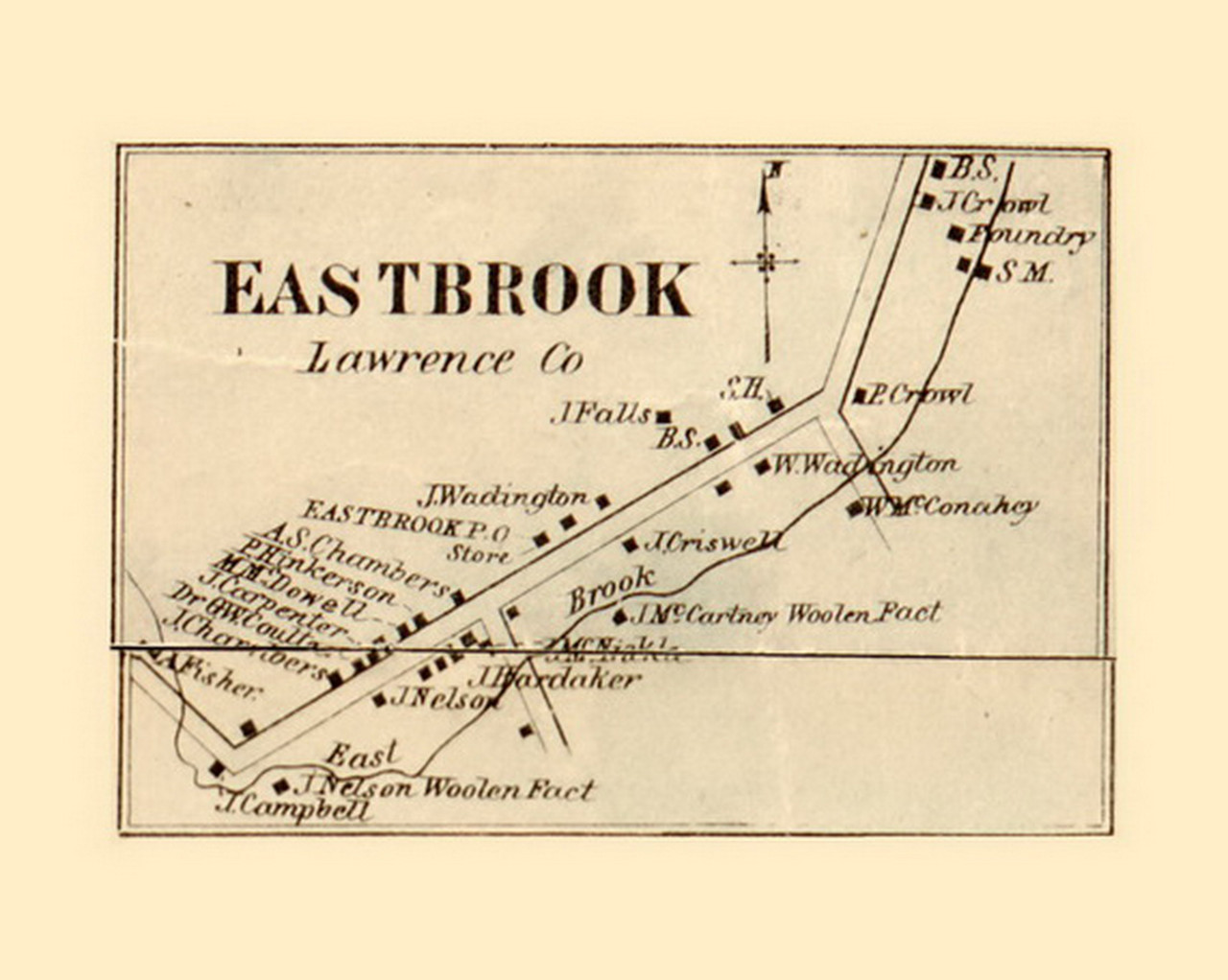 Eastbrook Village, Hickory Township, Pennsylvania 1860 Old Town Map ...