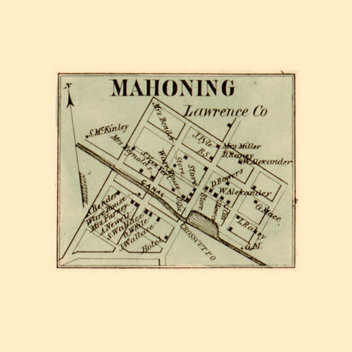 Mahoning Village, Taylor Township, Pennsylvania 1860 Old Town Map ...